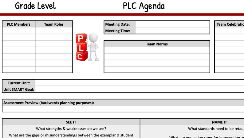 PLC Agenda Template - Etsy