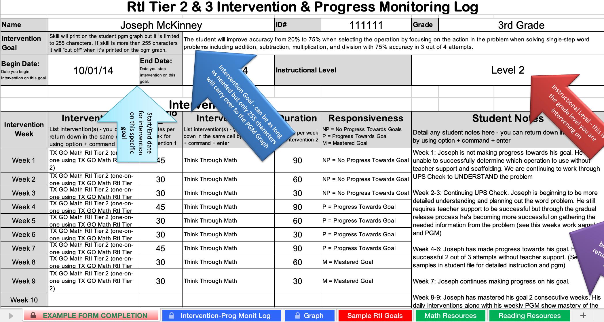 RTI/MTSS Intervention & Progress Monitoring Tracker - Etsy