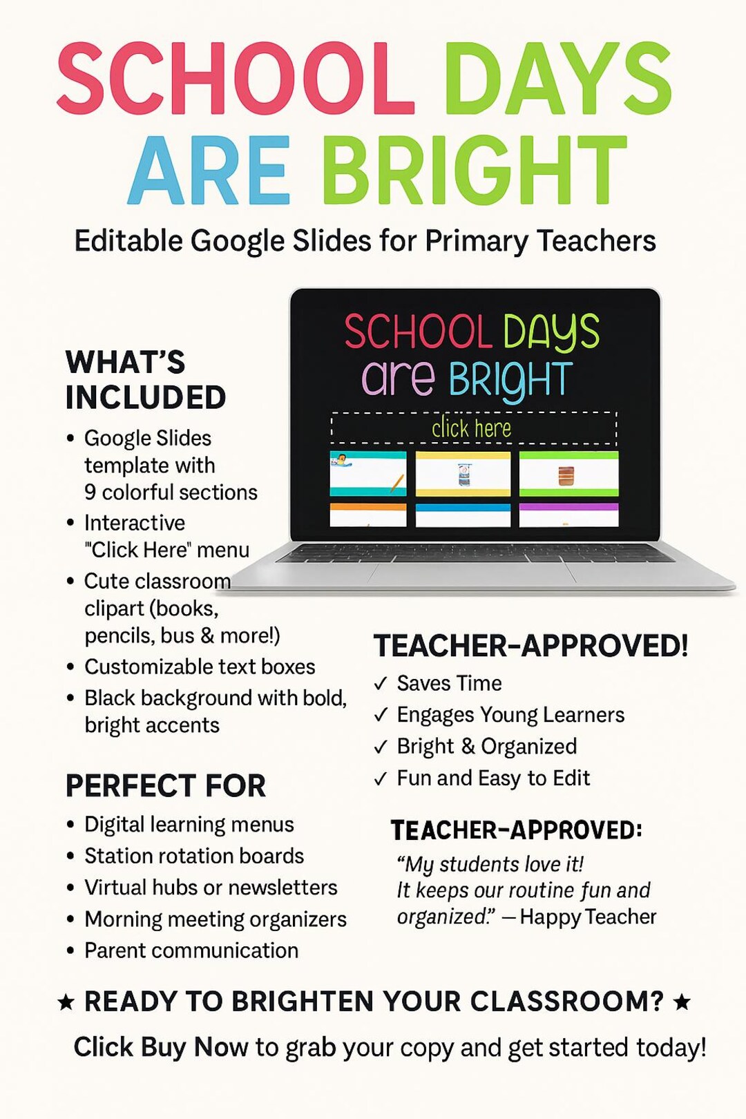 School Days Are Bright | Google Slides Presentation Template - Etsy