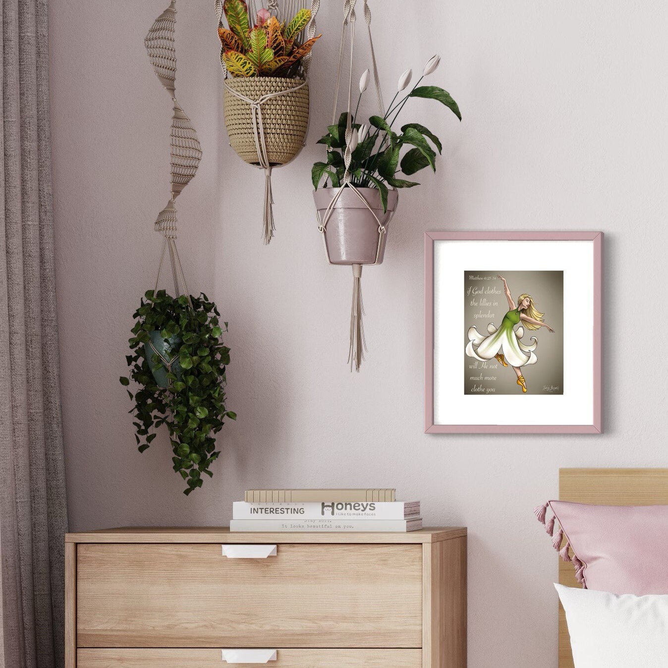 Clothed in Splendor Art Print, Lily Ballerina Poster, Matthew 6:25-34 ...