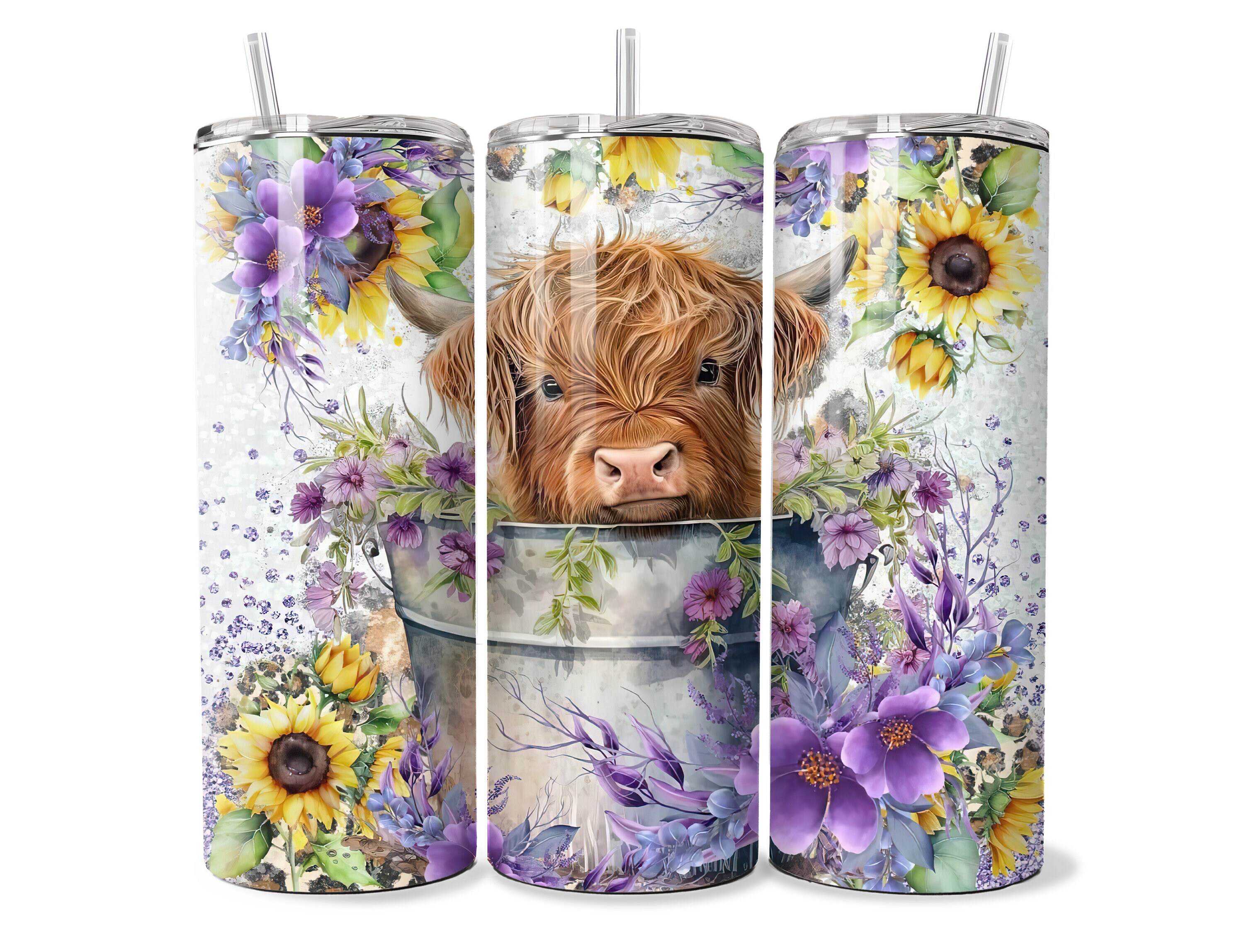 Highland Cow Tumbler 20oz Sunflower Highland Cow Tumbler Highland Cow ...