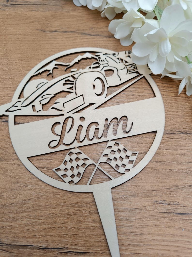 Formula 1 F1 Themed Wooden Cake Topper - Personalized Cake - Race Car ...