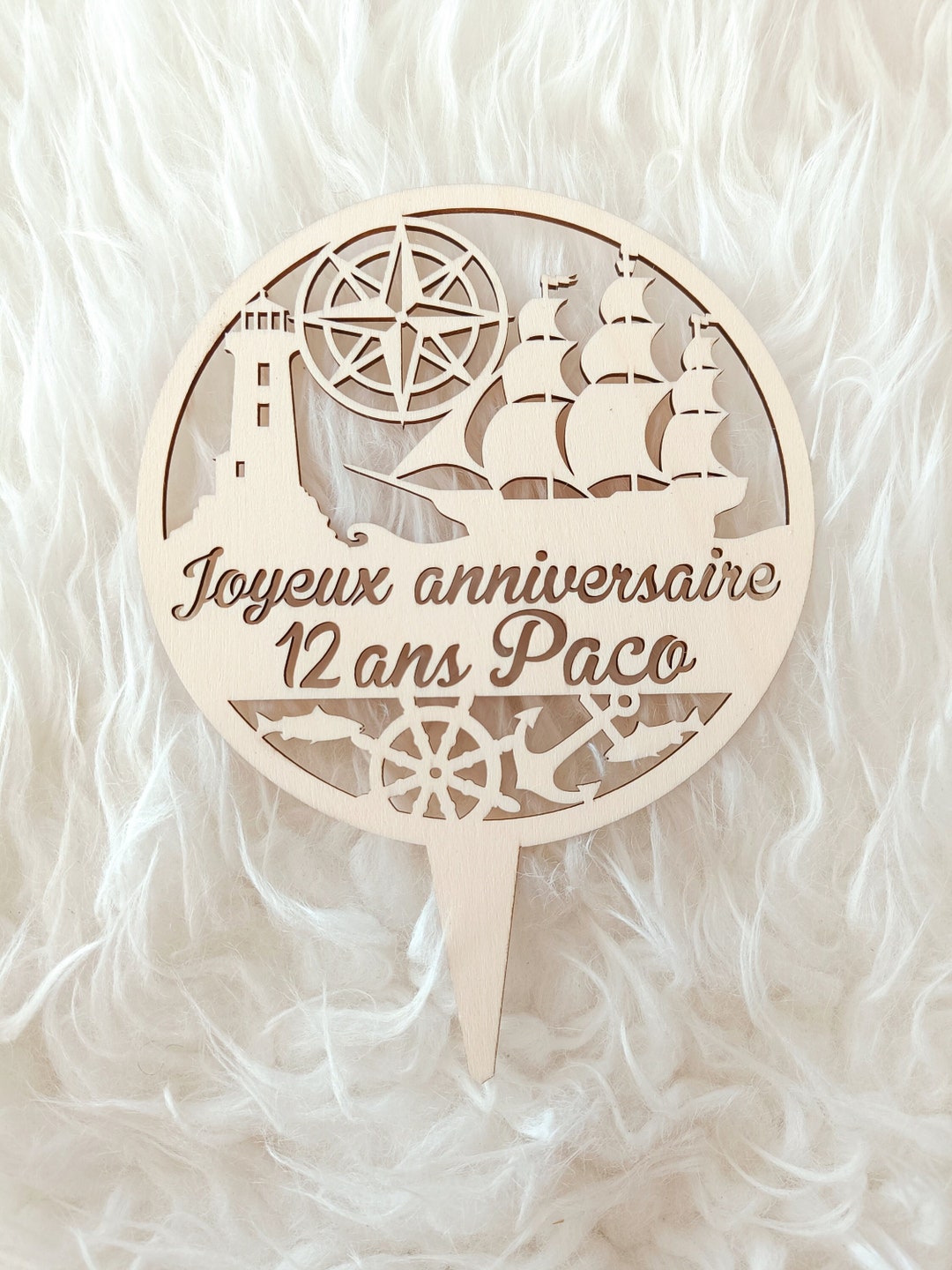 Wooden Cake Topper Ocean Sea Nautical Theme Personalized - Etsy