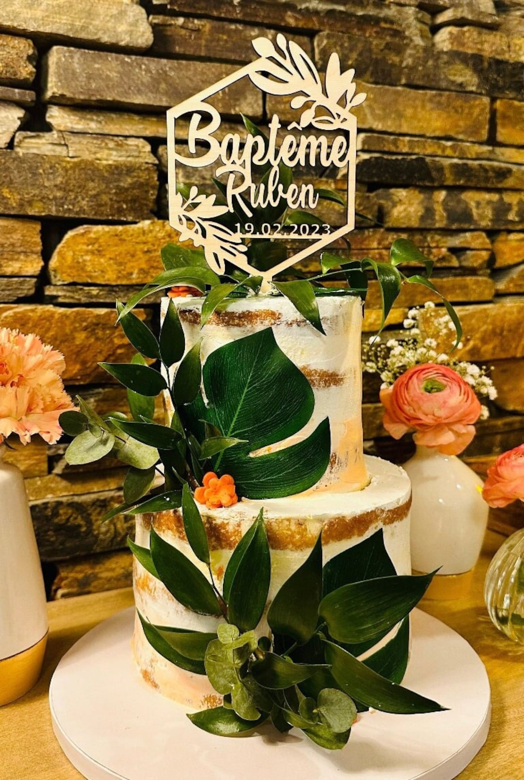 Cake topper en bois baptême - 156 modèles dispo - gâteau personnalisé ...