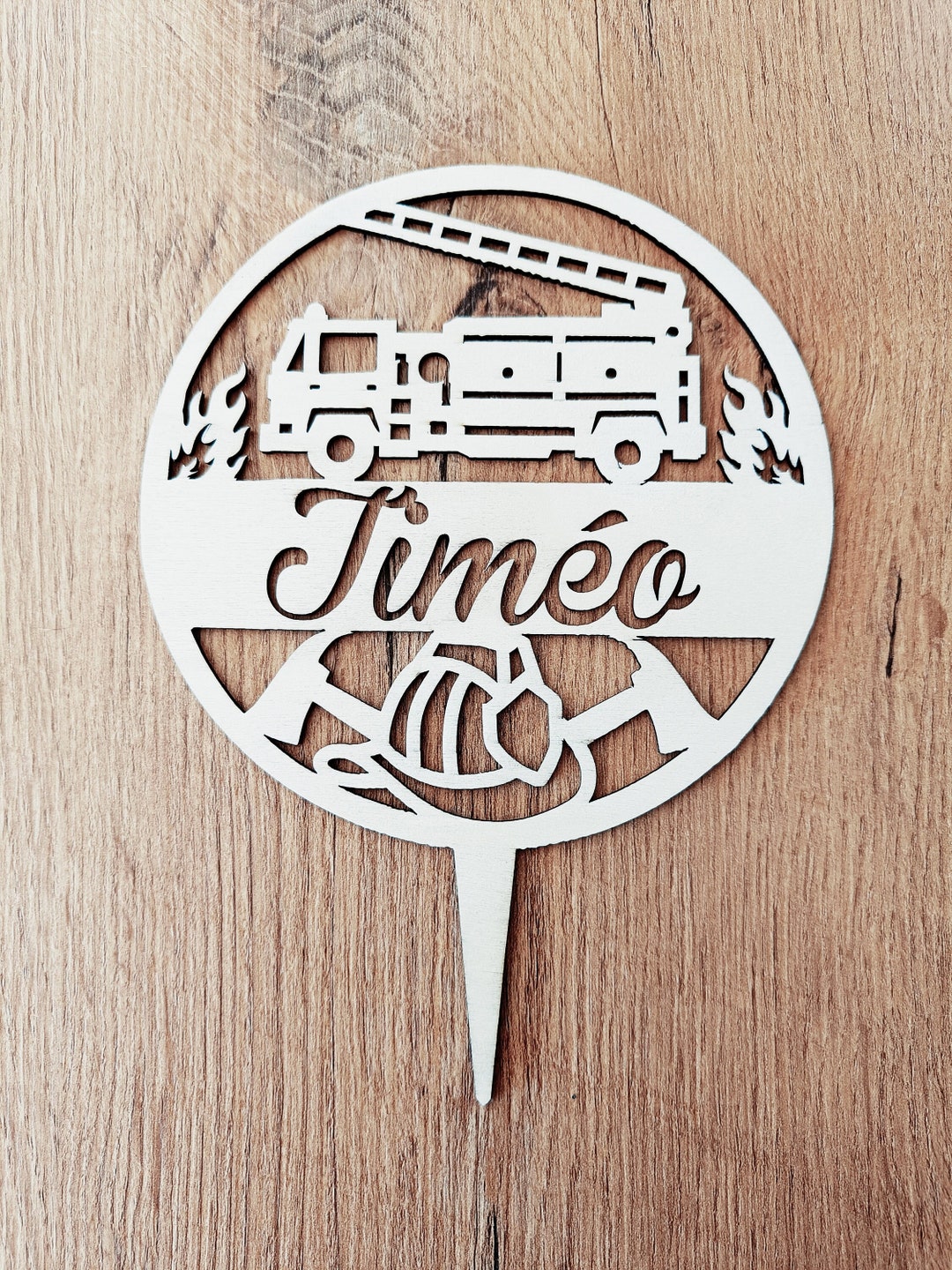 Firefighter Theme Wooden Cake Topper Personalized Cake Firefighters ...