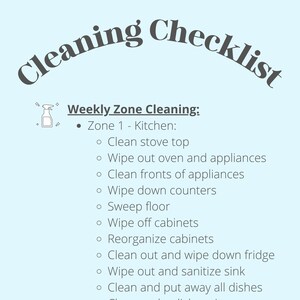 Daily and Weekly Cleaning Zone Checklist - Etsy