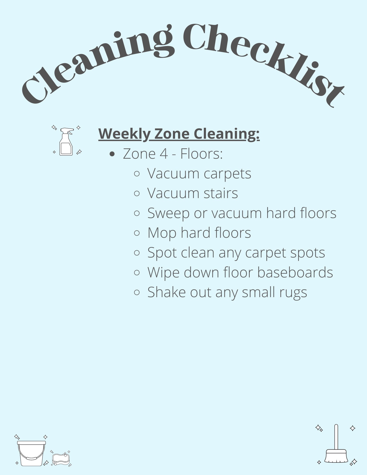 Daily and Weekly Cleaning Zone Checklist - Etsy