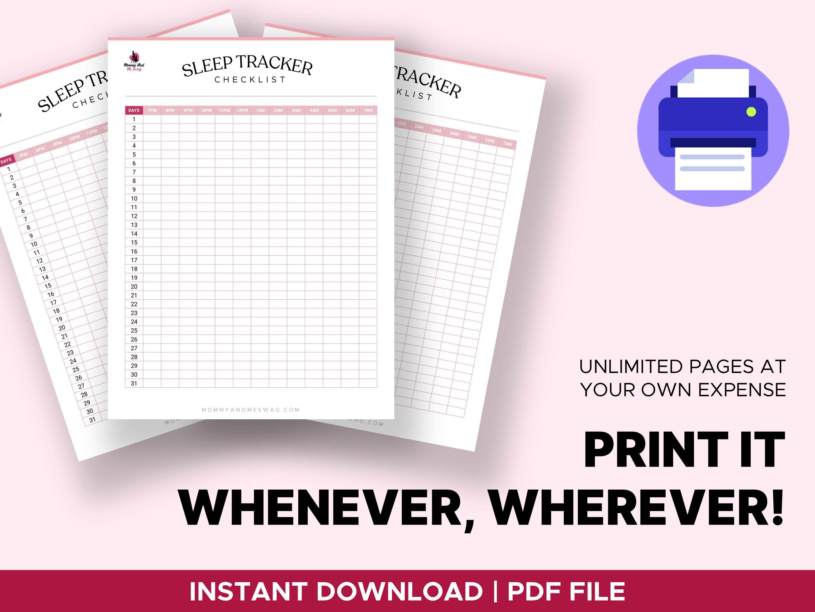 Sleep Tracker Printable, Sleep Log, Sleep Journal, Hours of Sleep Chart ...