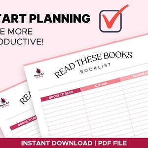 Books to Read Planner, Book Reading Tracker, Reading Log, Reading ...