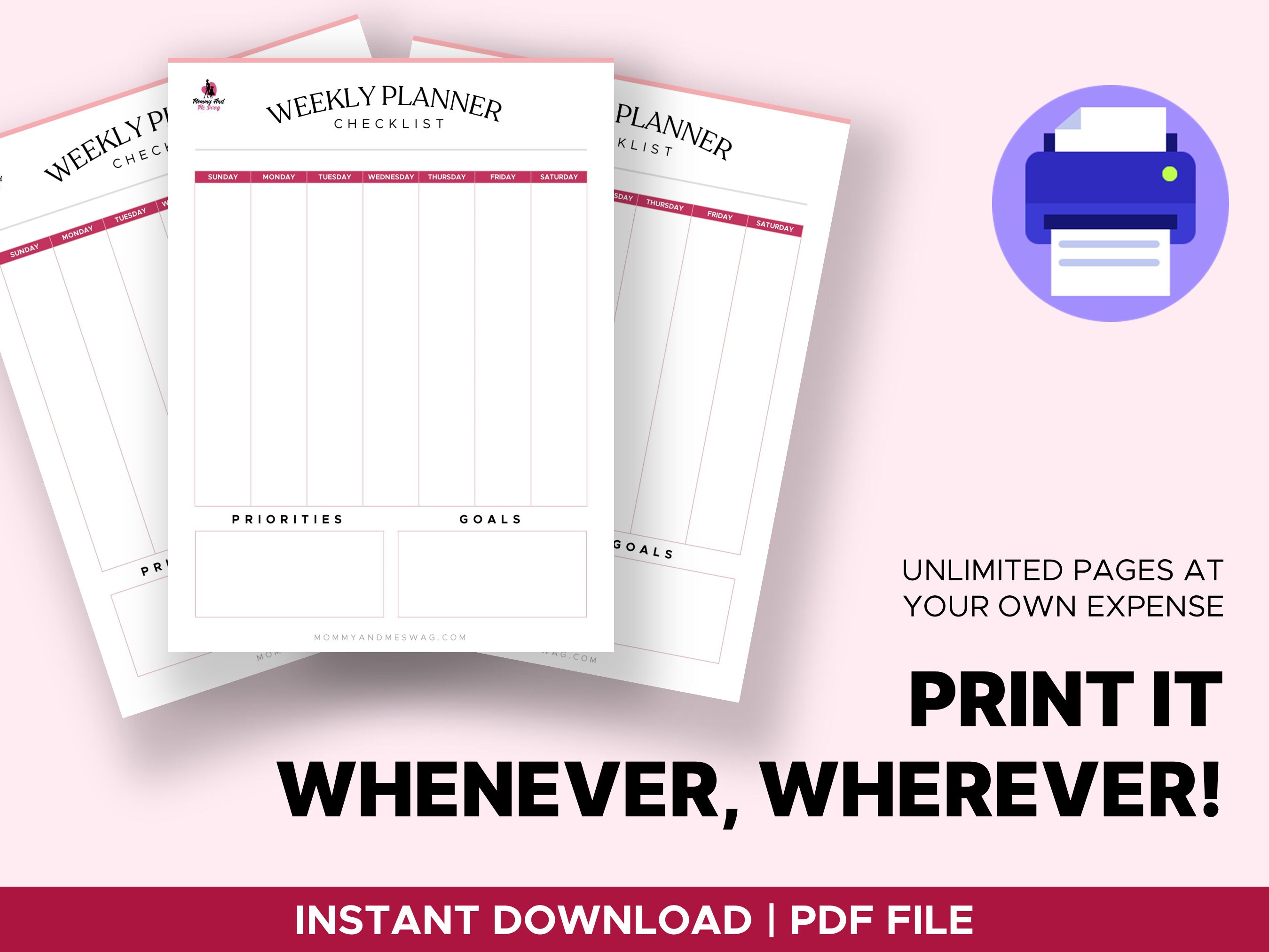 Weekly Planner Printable, Weekly Organizer, to Do List, Weekly ...