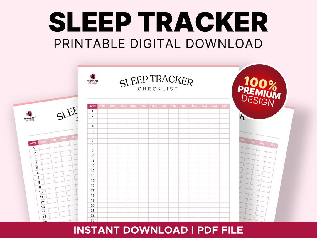 Sleep Tracker Printable, Sleep Log, Sleep Journal, Hours of Sleep Chart ...