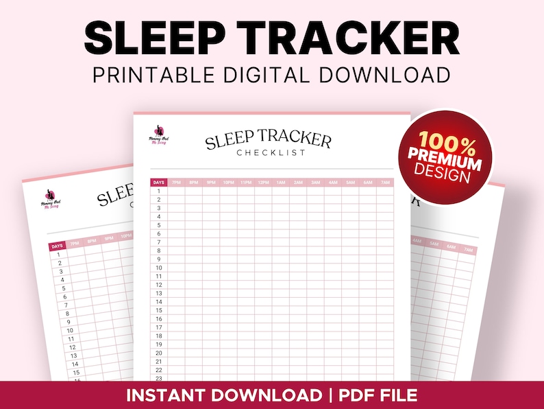 Sleep Tracker Printable, Sleep Log, Sleep Journal, Hours of Sleep Chart ...