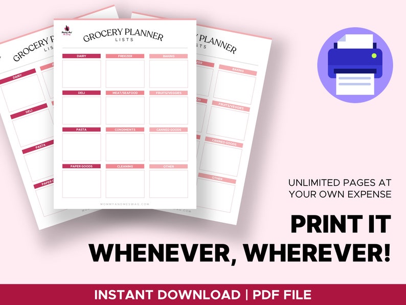Grocery Planner Printable, Grocery List, Grocery Checklist, Grocery ...