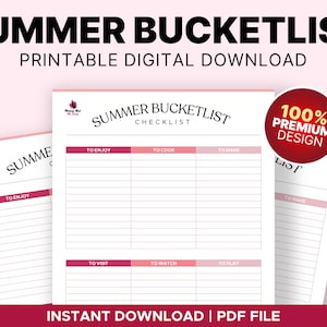 Summer Bucket List Printable, Summer Activities, Summer to Do List ...