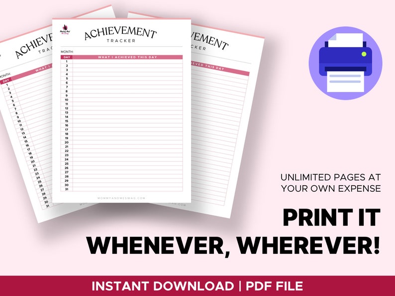Achievement Planner, Achievement Tracker, Goal Setting, Positive ...