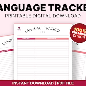 Language Planner Printable, Language Tracker, Language Translation ...