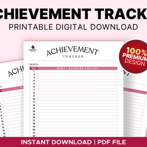 Achievement Planner, Achievement Tracker, Goal Setting, Positive ...