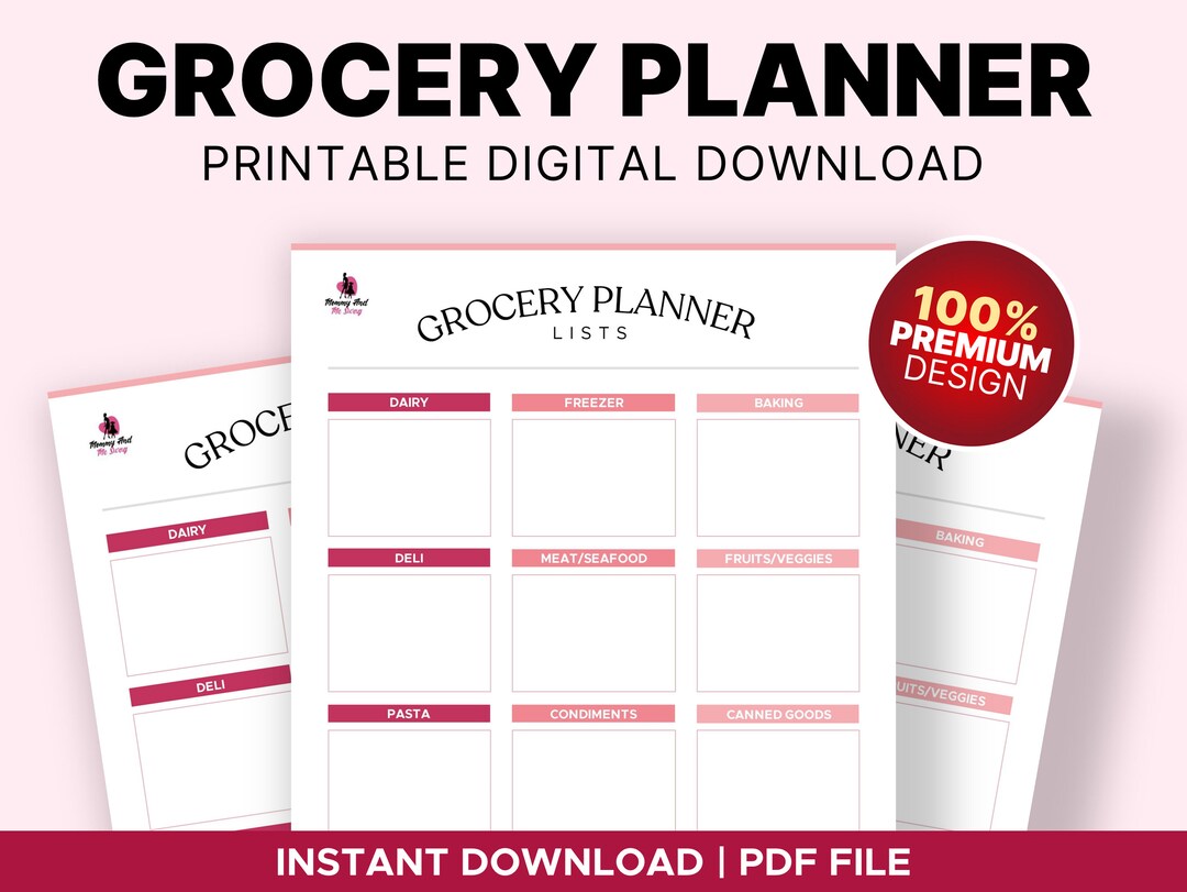 Grocery Planner Printable, Grocery List, Grocery Checklist, Grocery ...