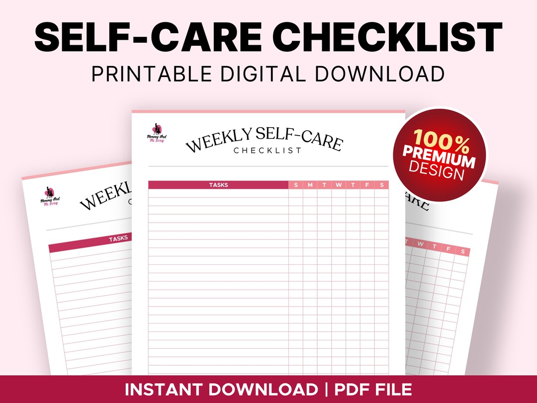 Weekly Self Care Checklist, Self Care Planner, Routine Checklist, Self ...