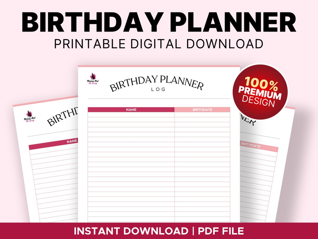 Birthday Planner Printable, Birthday Log, Birthday Tracker, Birthday ...