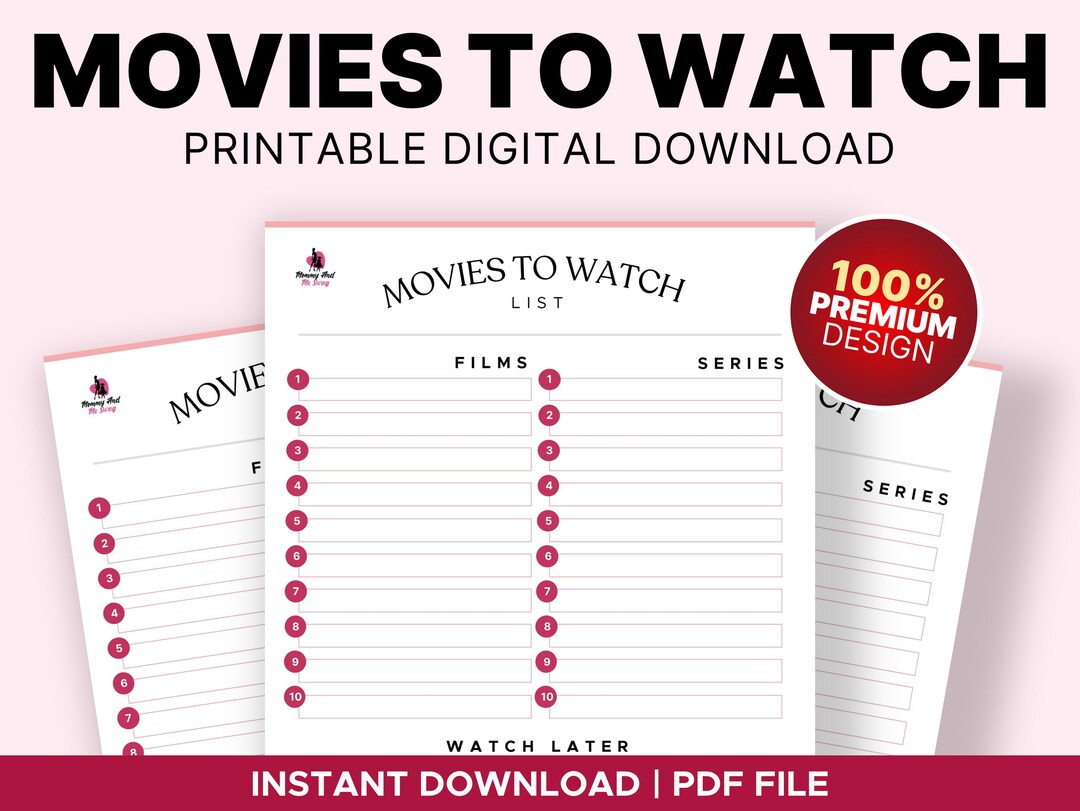 Movies to Watch Planner, TV Shows to Watch, Movies List, Movies Tracker ...