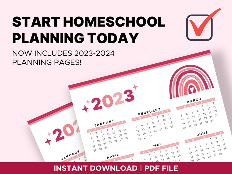 Homeschool Planner 2023-2024 Printable, Preschool Planner, Kindergarten ...