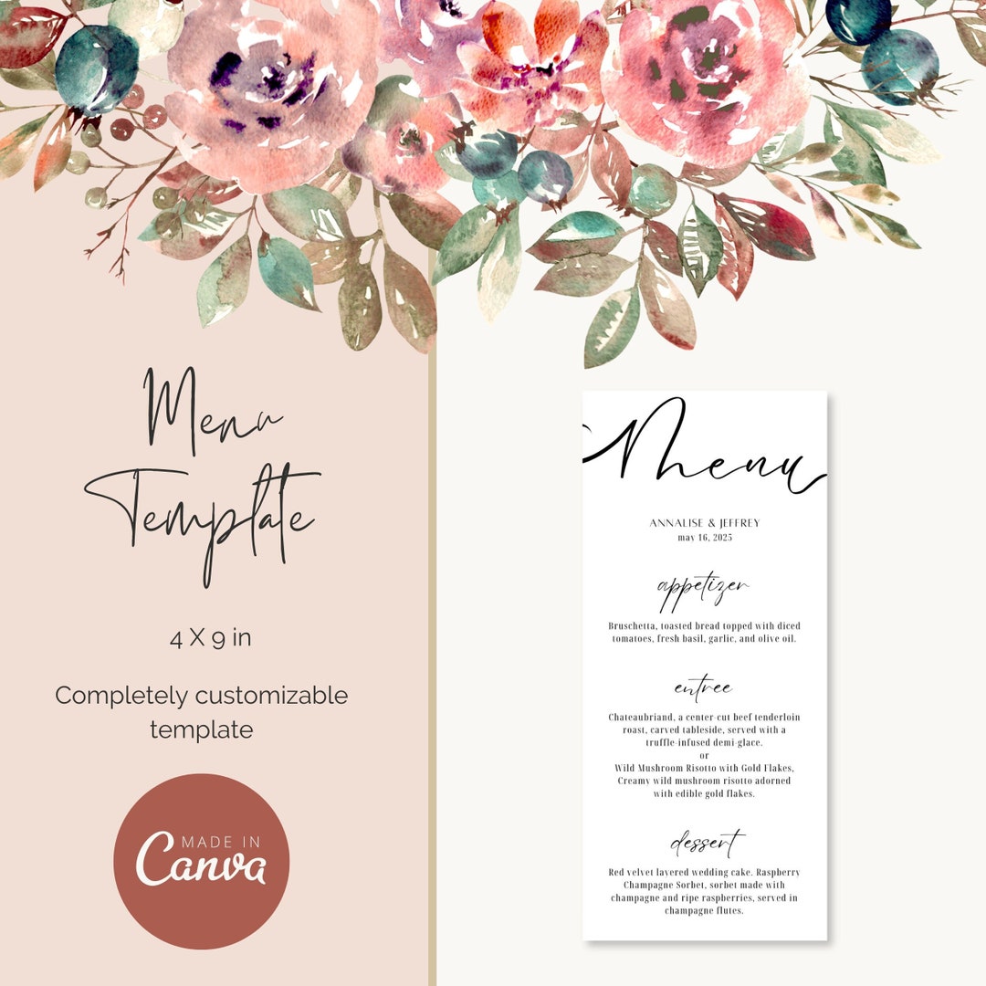 Menu Design Template | Food Menu | Dinner Menu | Wedding Menus | Menu ...