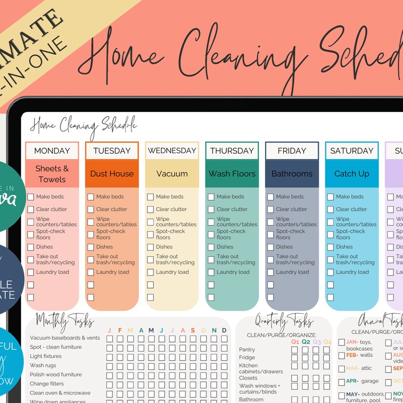 Cleaning Checklist One Page - Etsy