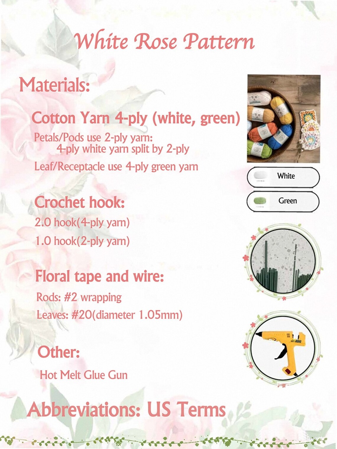 Crochet Pattern White Rose Crochet Flower Amigurumi Stuff Home - Etsy