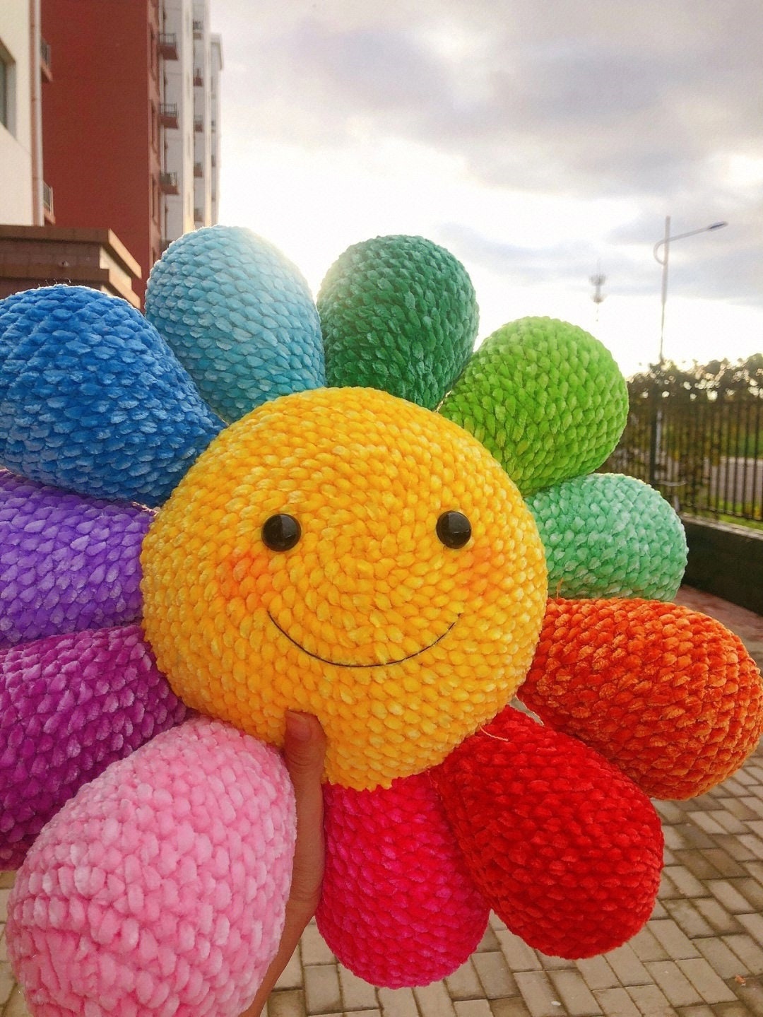 Crochet Pattern Cute Smilling Flower Pillow Crochet Plush Toy Amigurumi ...