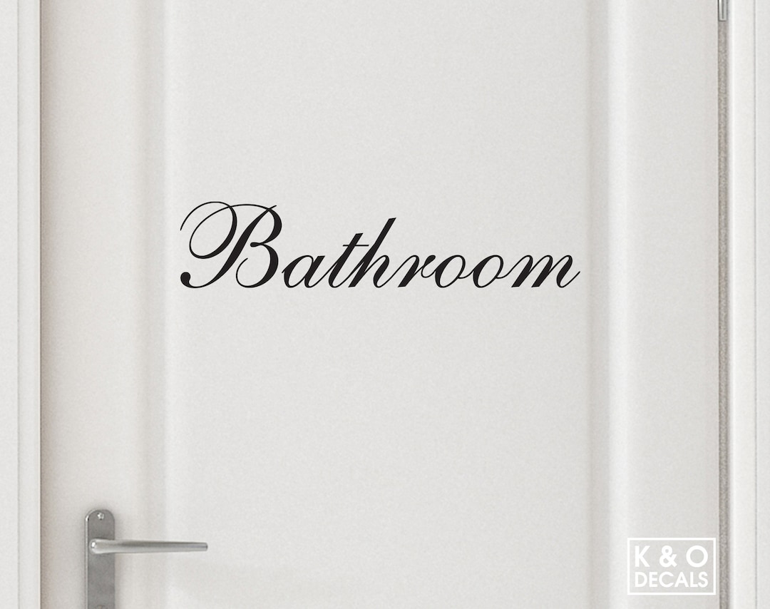 Bathroom Door Decal, Vinyl Bathroom Door Sticker, Bathroom Sticker ...