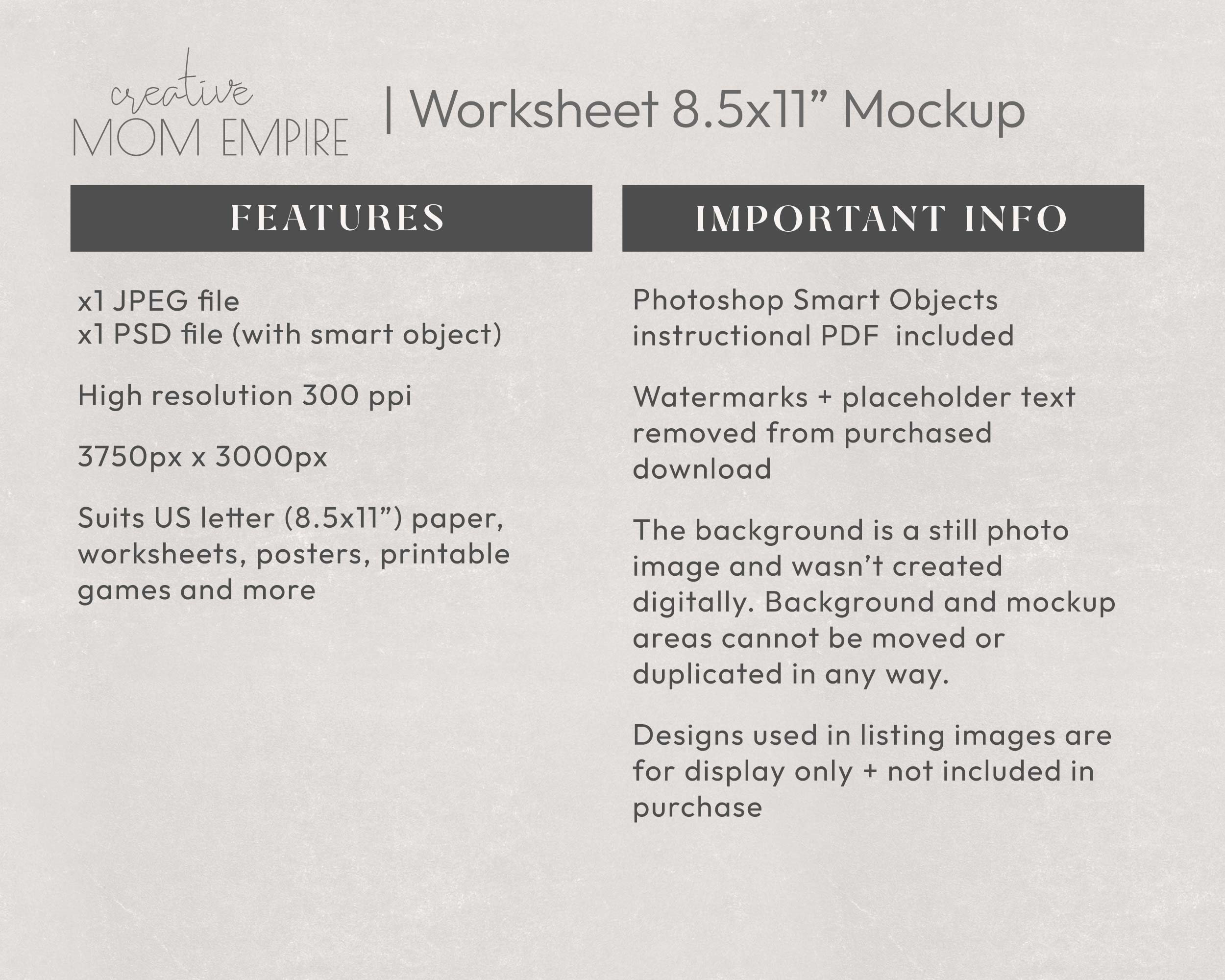 Modern Boho Worksheet Mockup, Paper Mock With Pen 8.5x11 Minimal ...