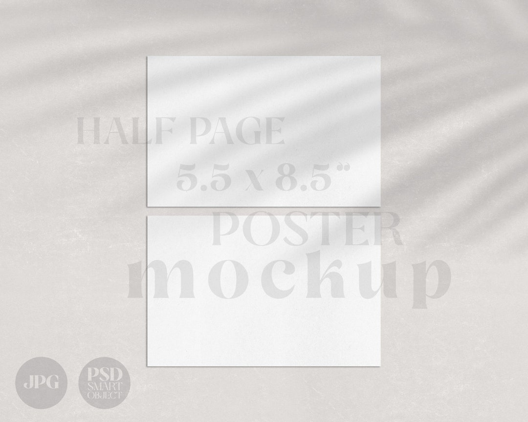 Poster Mockup, 5.5x8.5" Two Customizable Pages | Half Page Modern ...