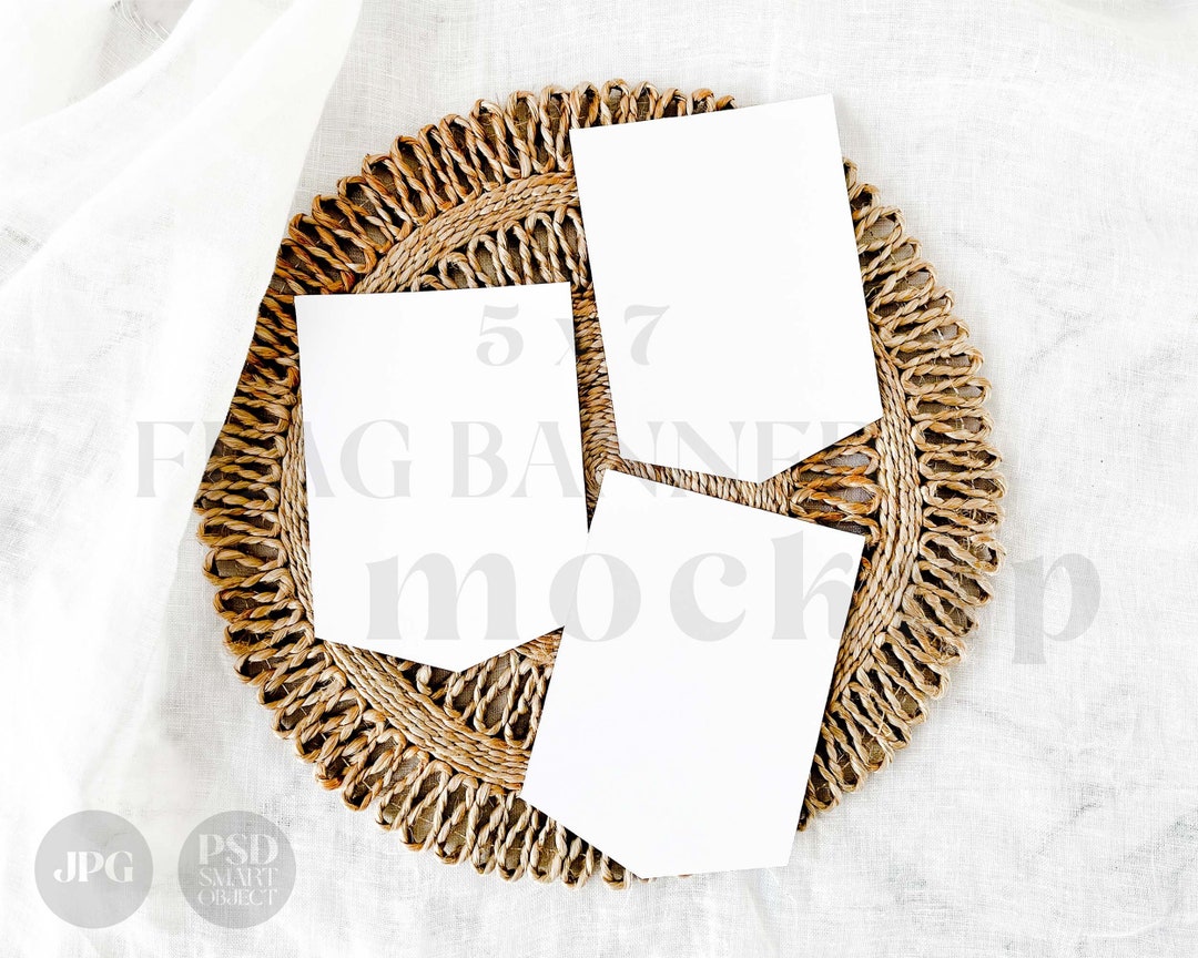 Flag Banner Mockup, 5x7" Bunting Photo Mock Template | Modern Boho ...