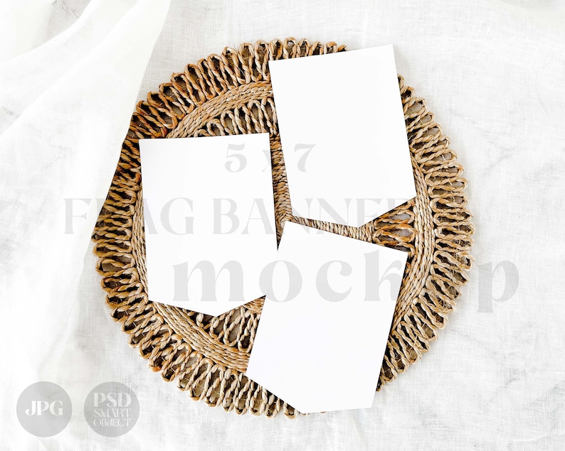 Flag Banner Mockup, 5x7" Bunting Photo Mock Template | Modern Boho ...