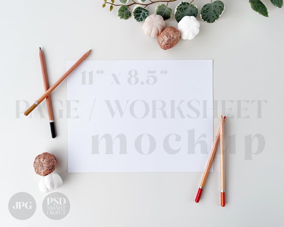 Fall Worksheet Mockup Coloring Pencil Paper Mock - Etsy