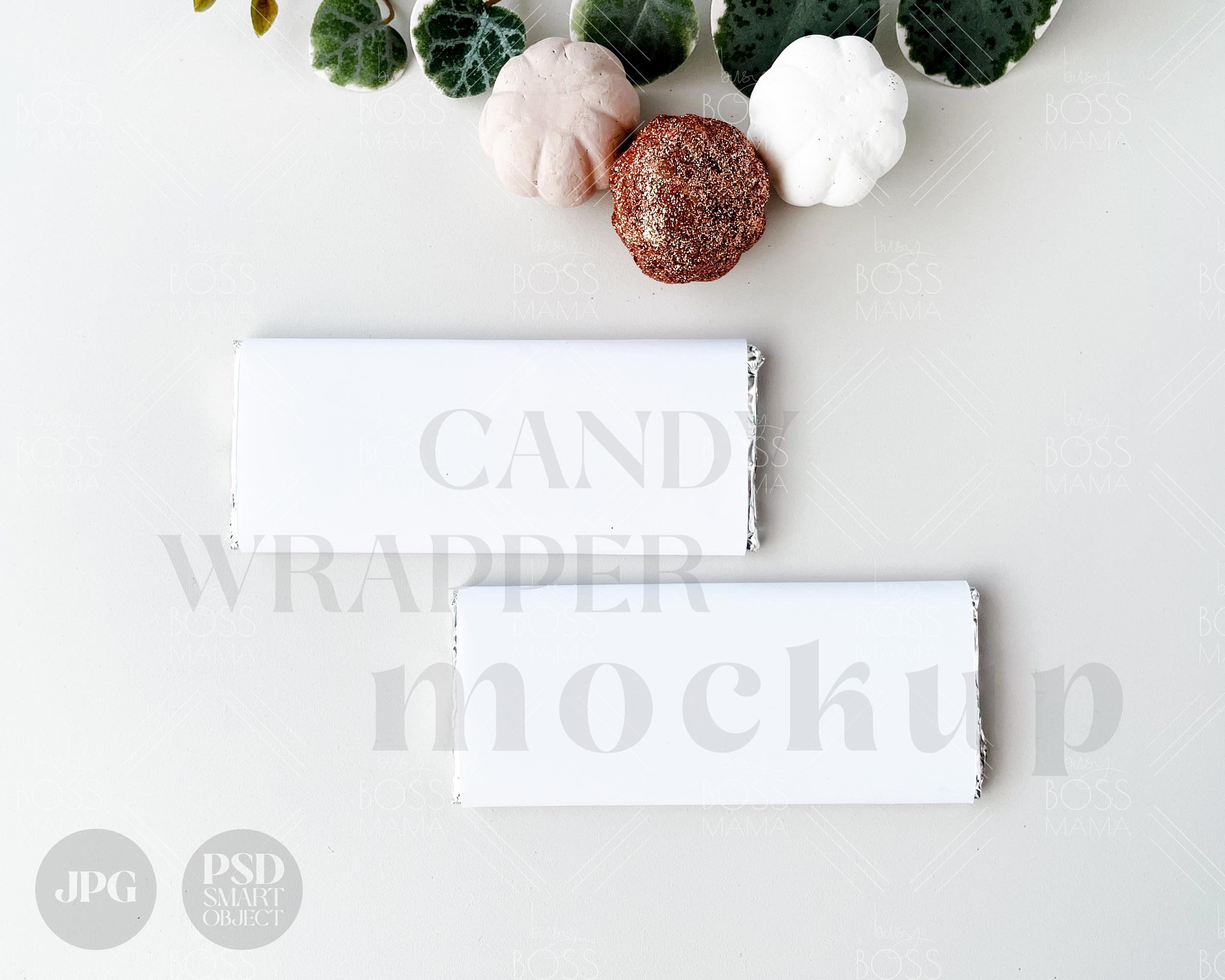 Fall Candy Bar Wrapper Mockup, 2 Flat Chocolate Wraps Photo Mock ...