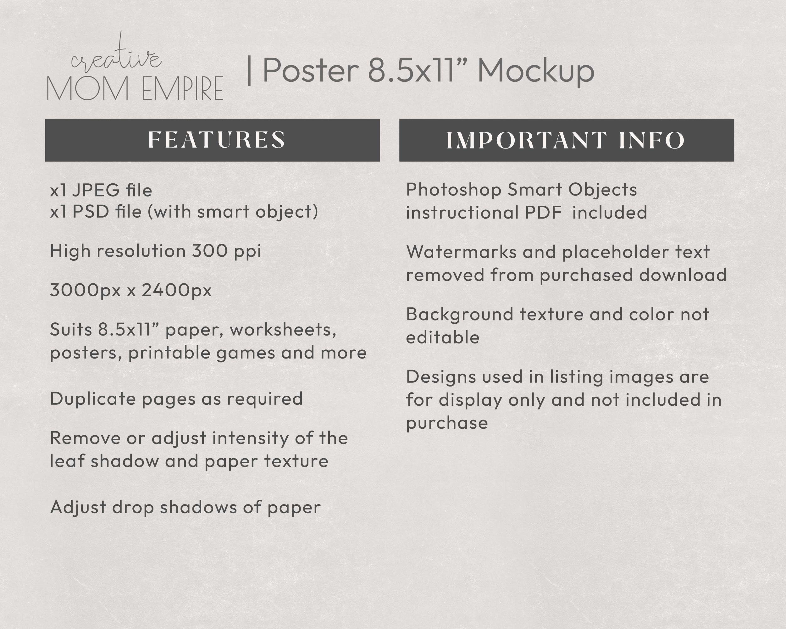 Poster Mockup 8.5x11 Customizable Page Template - Etsy