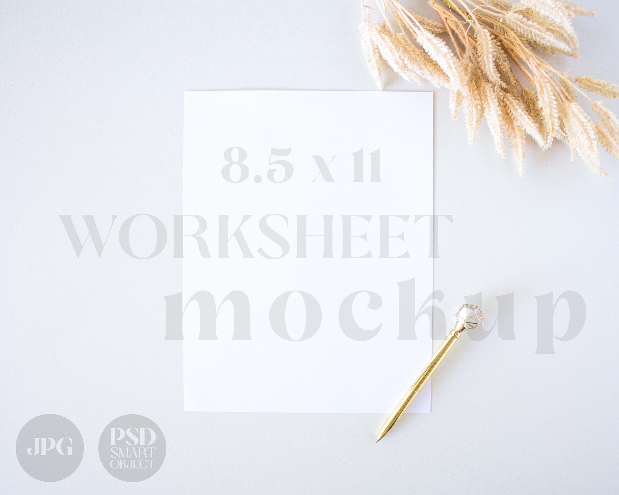 Modern Boho Worksheet Mockup, Paper Mock With Pen 8.5x11 Minimal ...