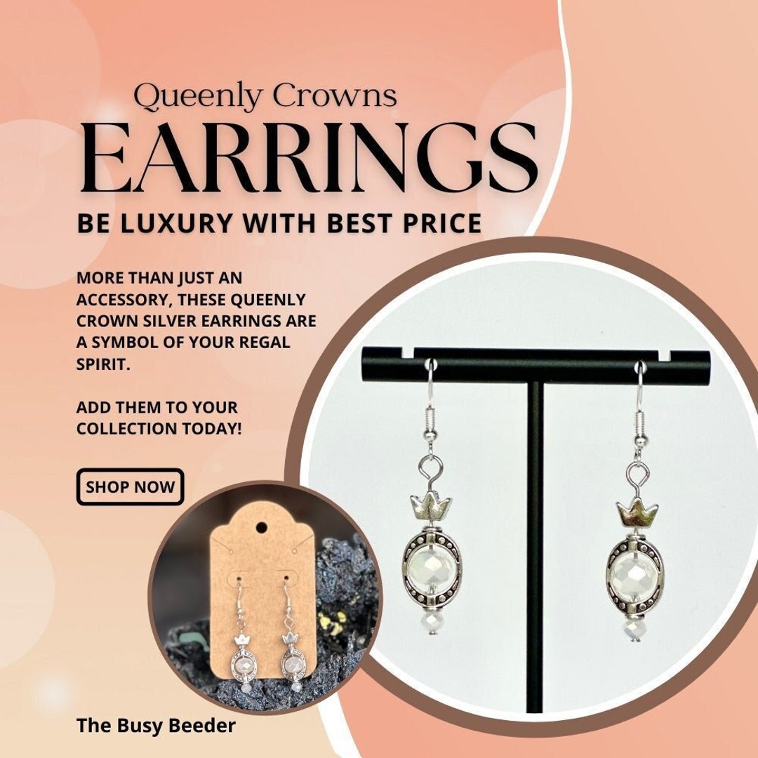 Queenly Crown Silver Earrings - Etsy