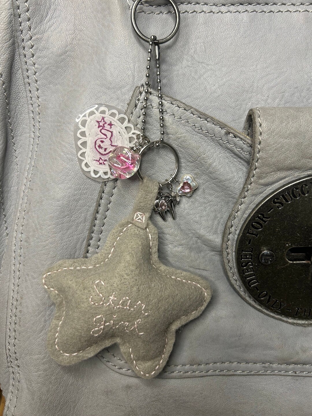 Handmade Star Girl Grey and Pink Felt Star Keychain With Hand - Etsy UK