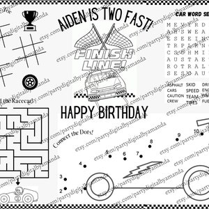 INSTANT DIGITAL DOWNLOAD Printable Racecar Two Fast Coloring - Etsy