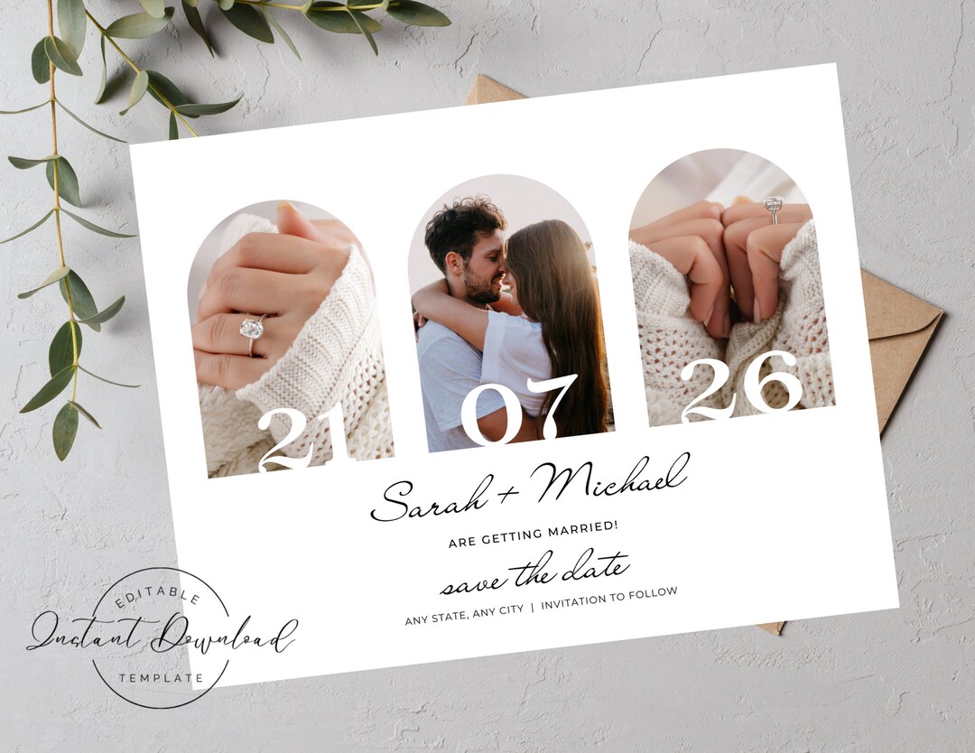 INSTANT DIGITAL DOWNLOAD, Printable Engagement Save the Date, Save the ...