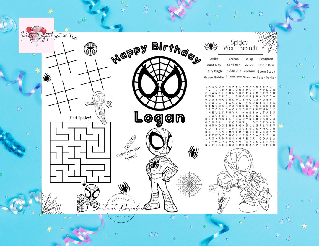 INSTANT DIGITAL DOWNLOAD, Printable Spidey and Friends Coloring Page ...