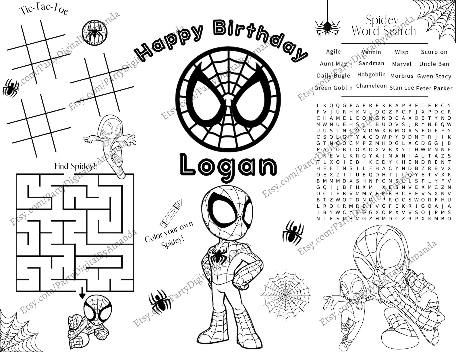 INSTANT DIGITAL DOWNLOAD Printable Spidey and Friends - Etsy