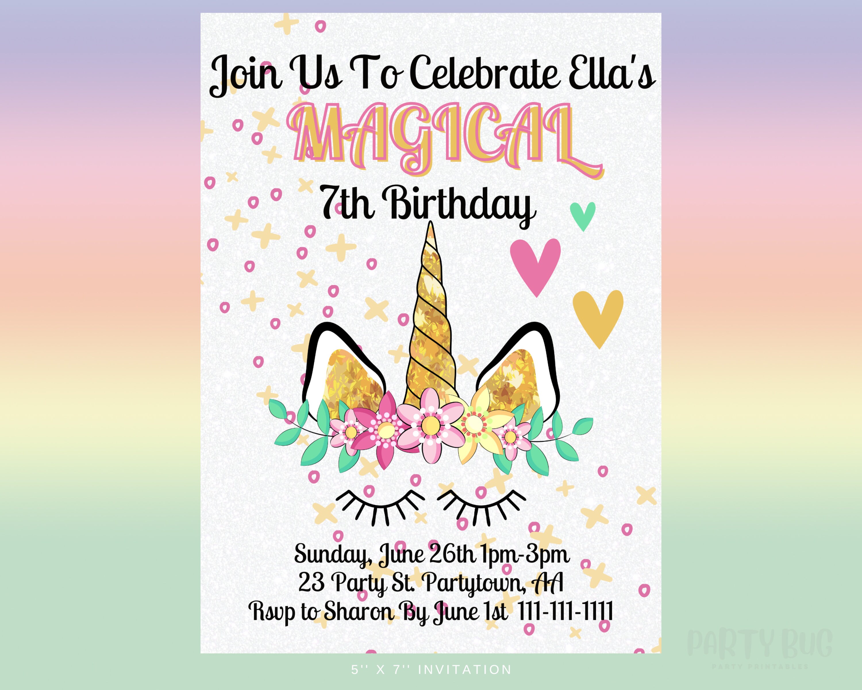 Editable Unicorn Invitation, Unicorn Party, Unicorn Birthday, Magical ...