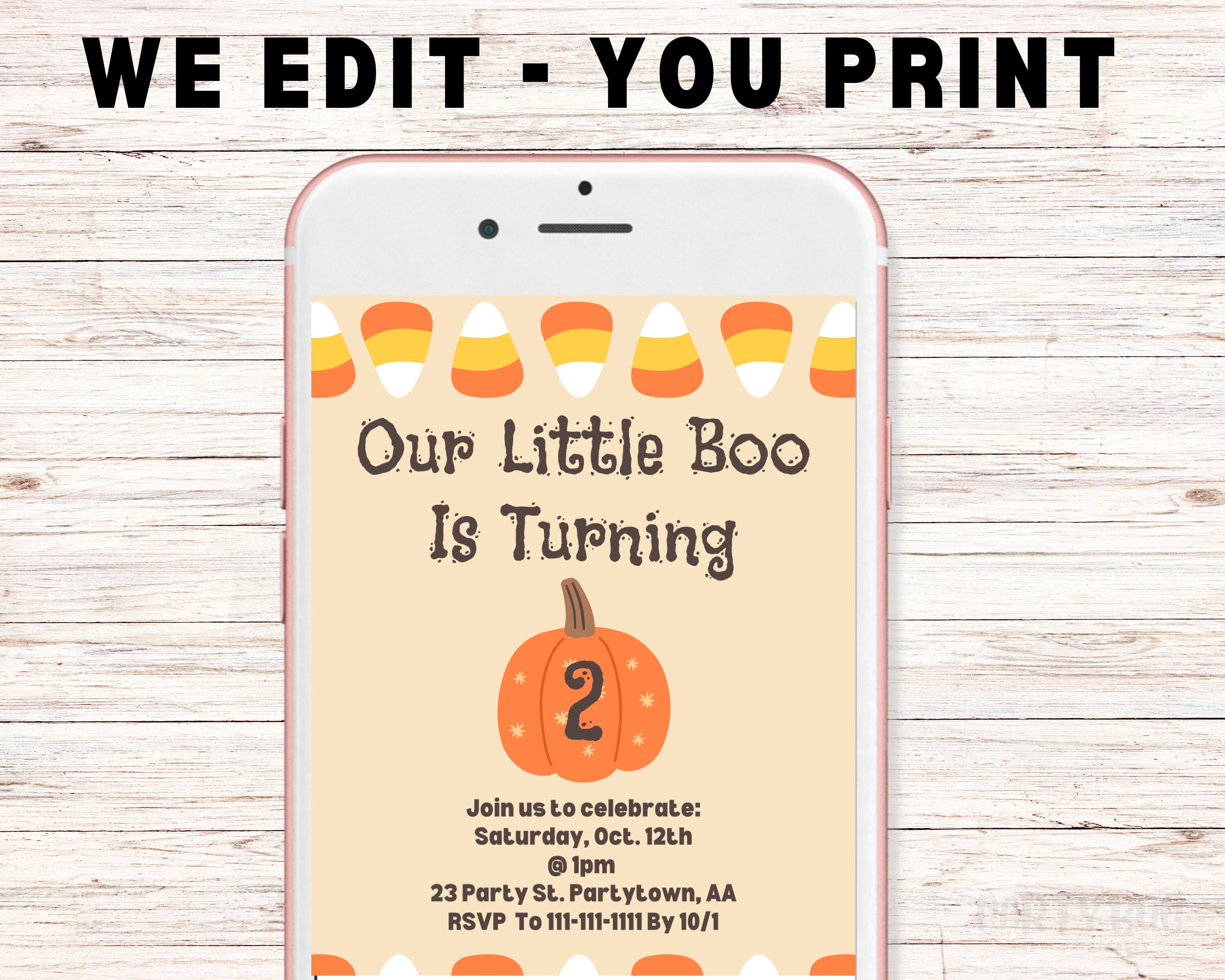 Editable Candy Corn Birthday Invite 2nd Birthday Halloween - Etsy
