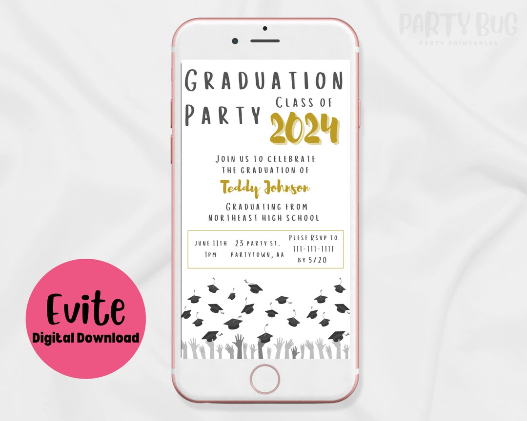 Graduation Party Evite, 2024 Grad Evite, School Graduation, Grad Party ...