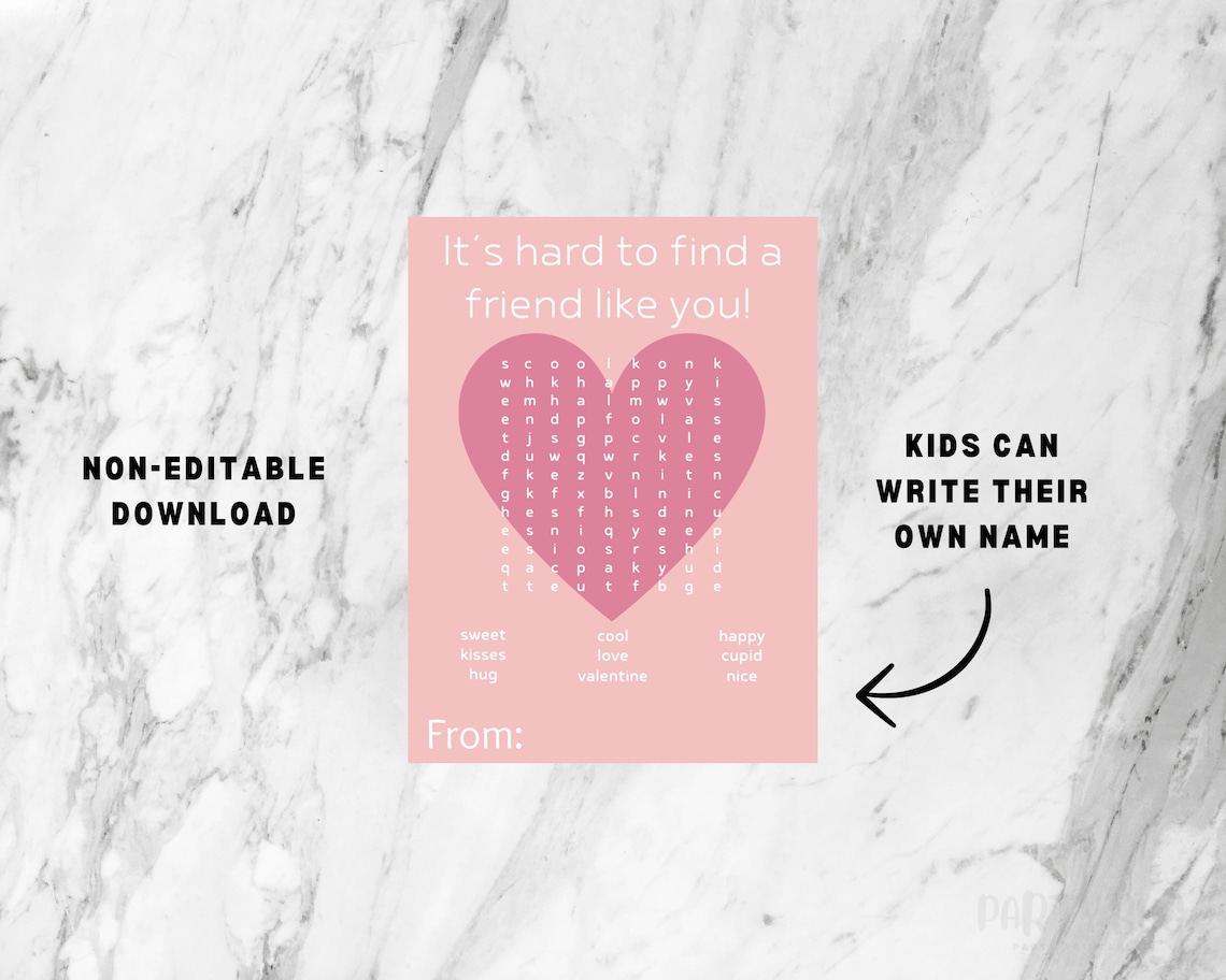 Printable Word Search Valentine, Class Valentines, School Valentine ...