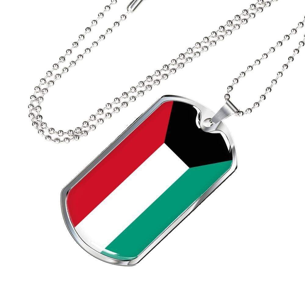 Kuwait Flag Necklace Kuwait Flag Stainless Steel or 18k Gold Dog Tag 24 ...